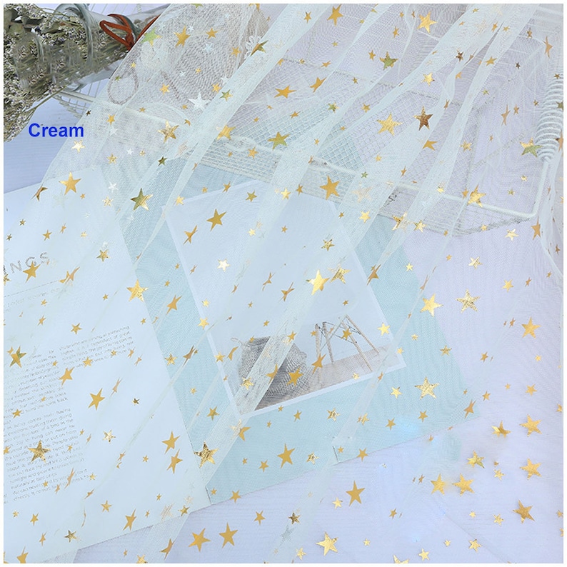 10 Colors Star Print Lace Fabric Tulle Lace Mesh for Girl Princess ...