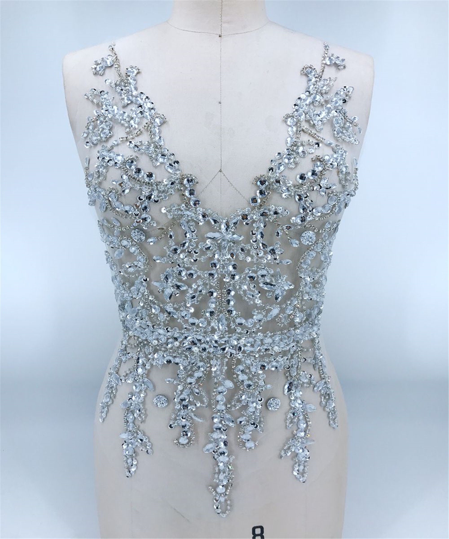 Sparkling Bodice Rhinestone Appliques Diamante Lace Applique | Etsy