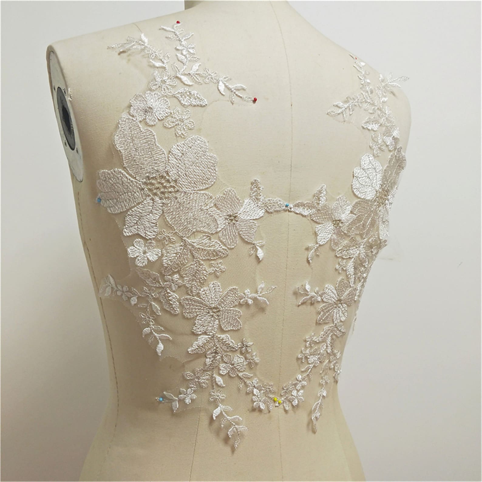 Flower Embroidery Lace Applique Patch With Silver Thread for Bridal ...