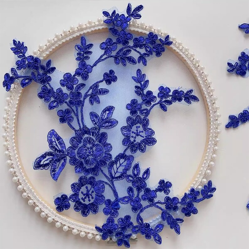6colors Corded Lace Applique Flower Embroidery Patch for Bridal Wedding ...