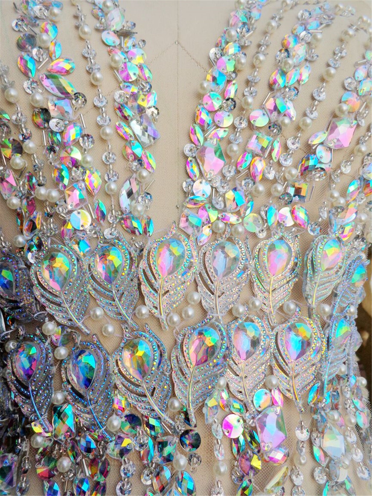 Handmade Bodice Rhinestone Appliques Colorful Lace Applique - Etsy