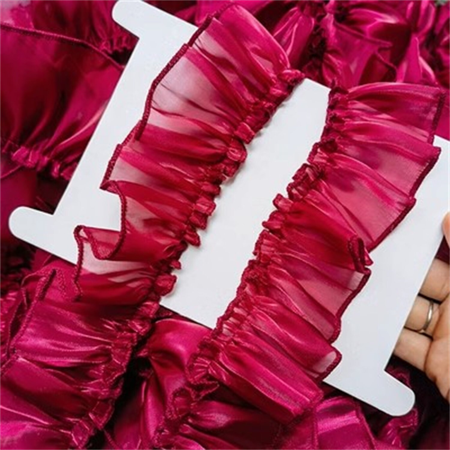 Glitter Satin Fabric Pleated Ruffled Lace Trim for Stage Dresss ...