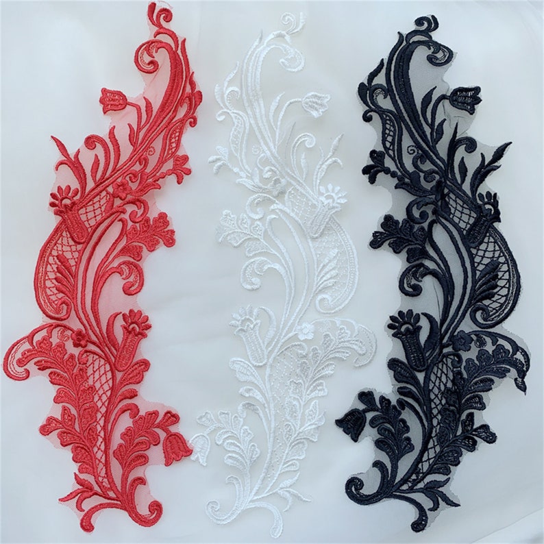 1 Pair Floral Embroidery Lace Applique Lace Patch for Bridal - Etsy