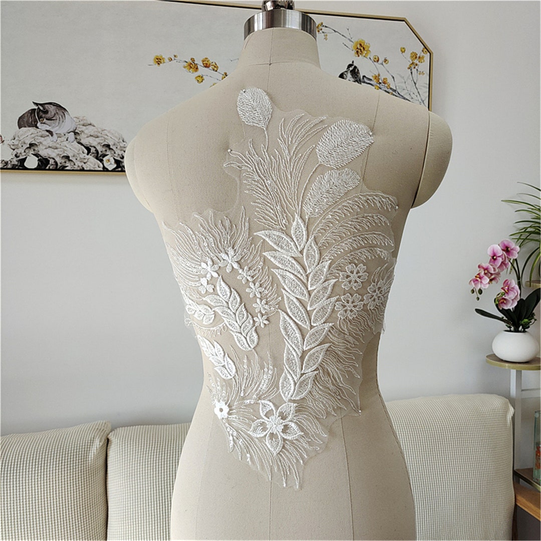 Bodice Sequin Bodice Lace Applique Flower Embroidery Patch for Bridal ...