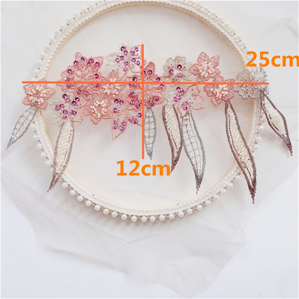 Floral Lace Applique Lace Patch With Sequin Beads for Bridal Couture ...