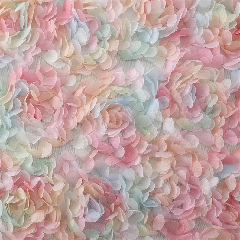 3D Flower Chiffon Lace Fabric Pink Rose Flower Fabric for Girl - Etsy