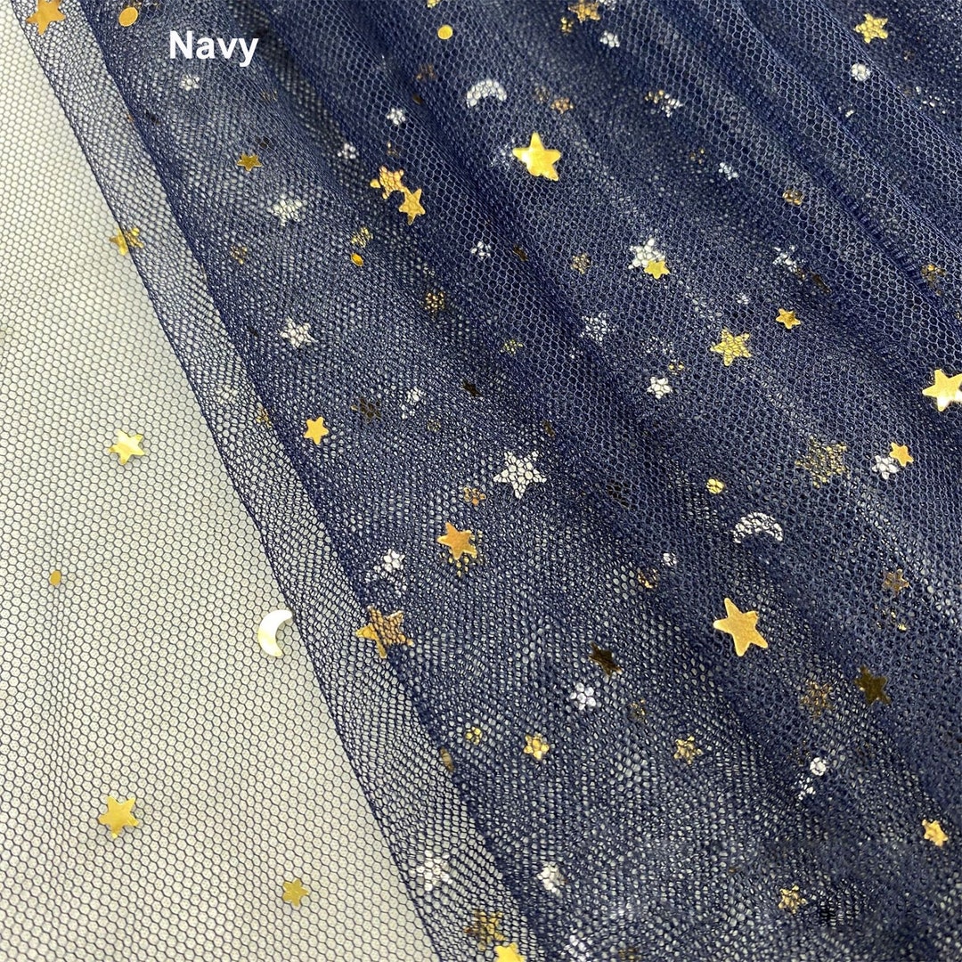 9 Colors Lace Fabric Star Moon Print Soft Tulle Lace Mesh for Girl ...