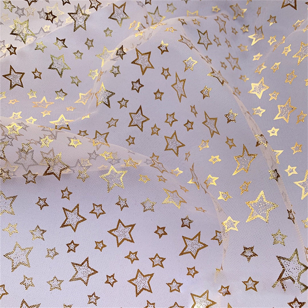 Tulle Lace Fabric Glitter Star Print Fabric for Girl Princess Dress ...