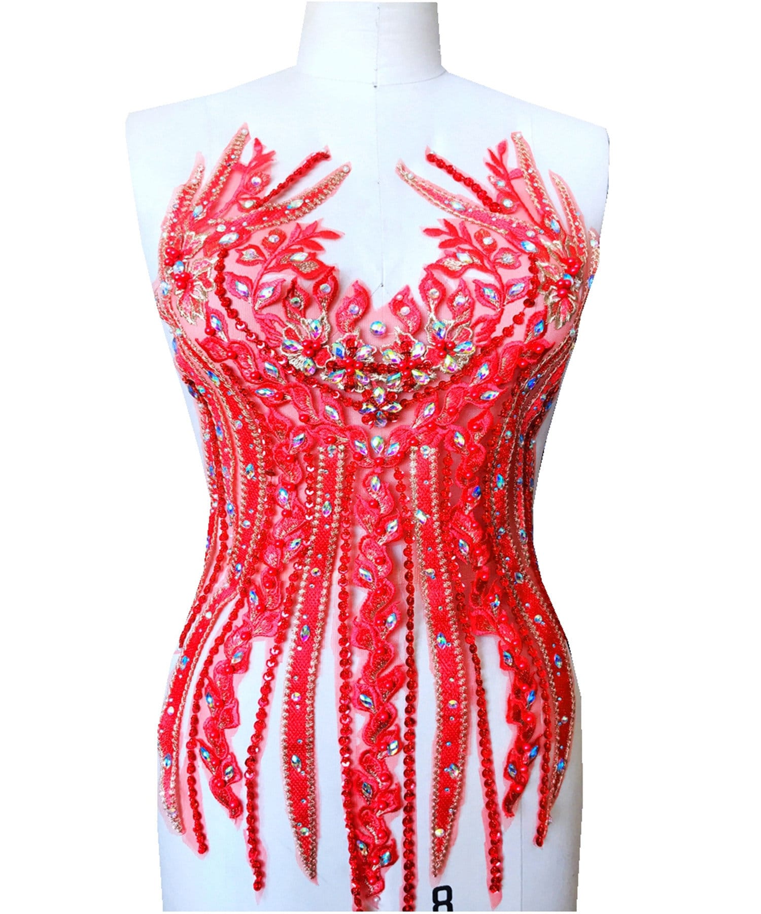 Large Bodice Rhinestone Appliques Diamante Lace Applique With Beads ...