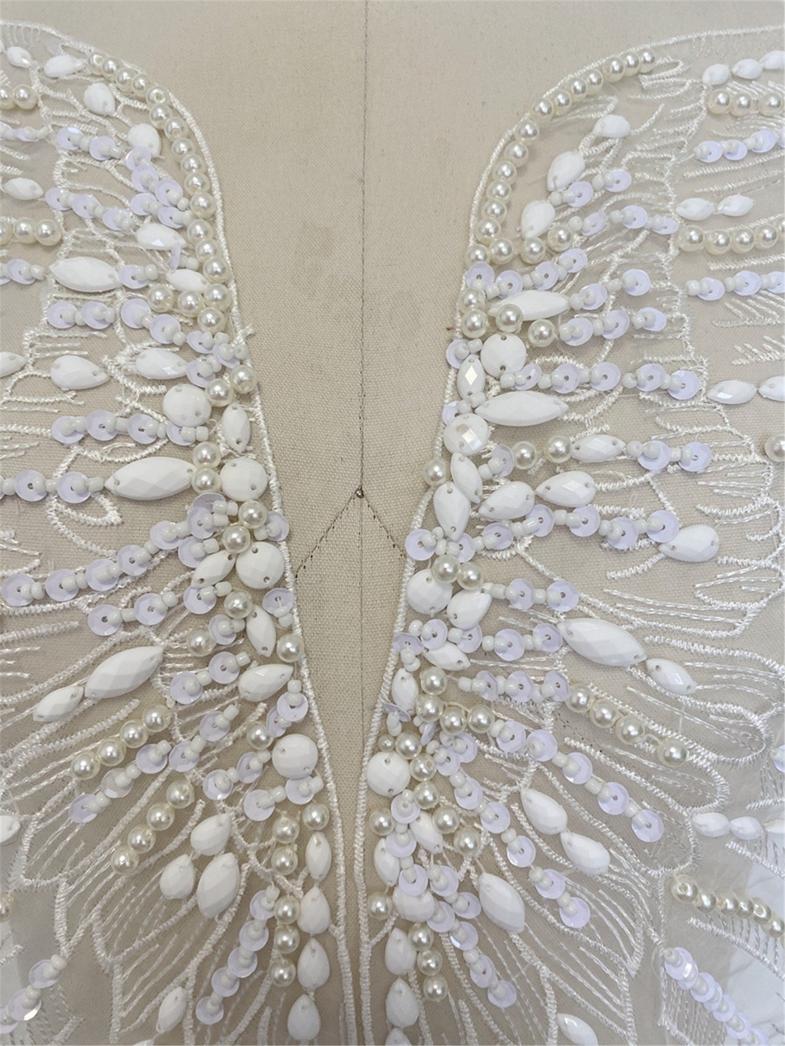 Angel Wing Lace Applique Organza Rhinestone Appliques With 3D - Etsy