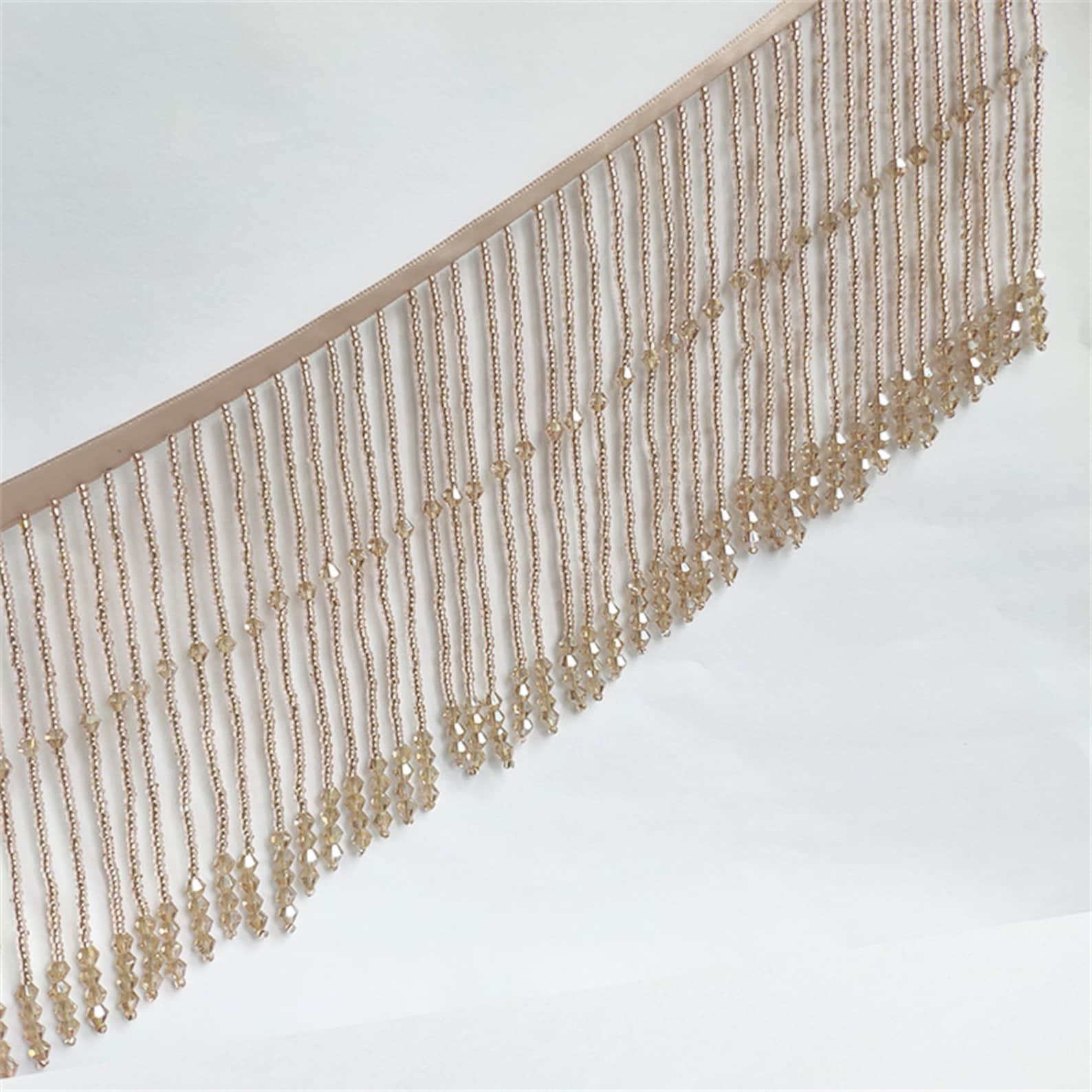 Dangling Beaded Trim Tassel Crystal Fringe Lace Trim for - Etsy