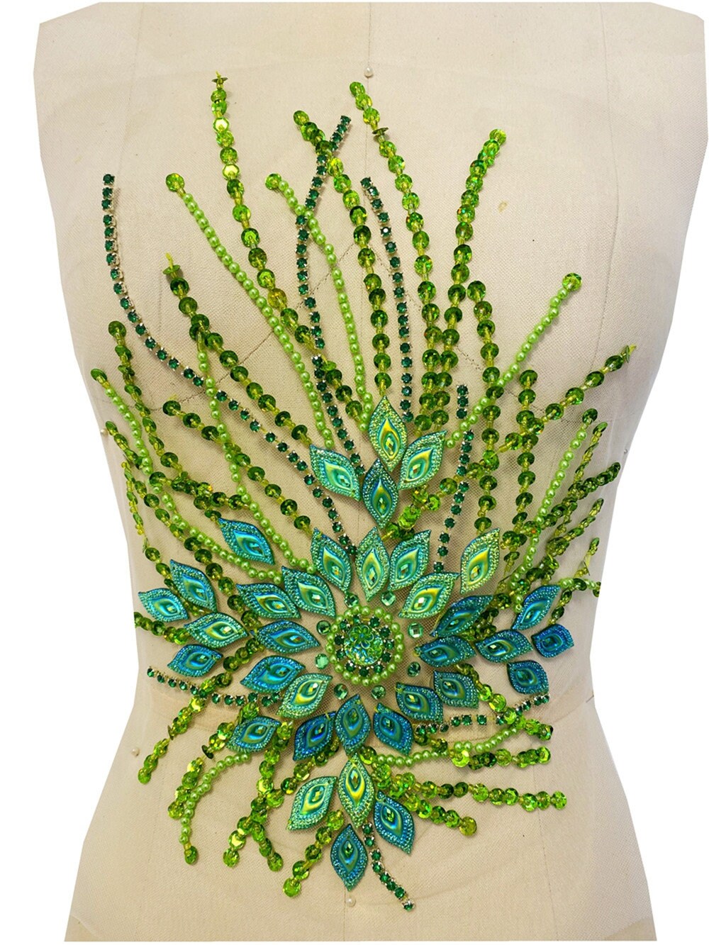 Handmade Bodice Lace Applique Rhinestone Appliques With Sequin Beads ...