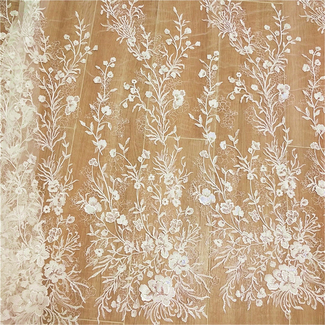 Leaves Lace Fabric Floral Embroidery Applique Trims for Bridal Wedding ...
