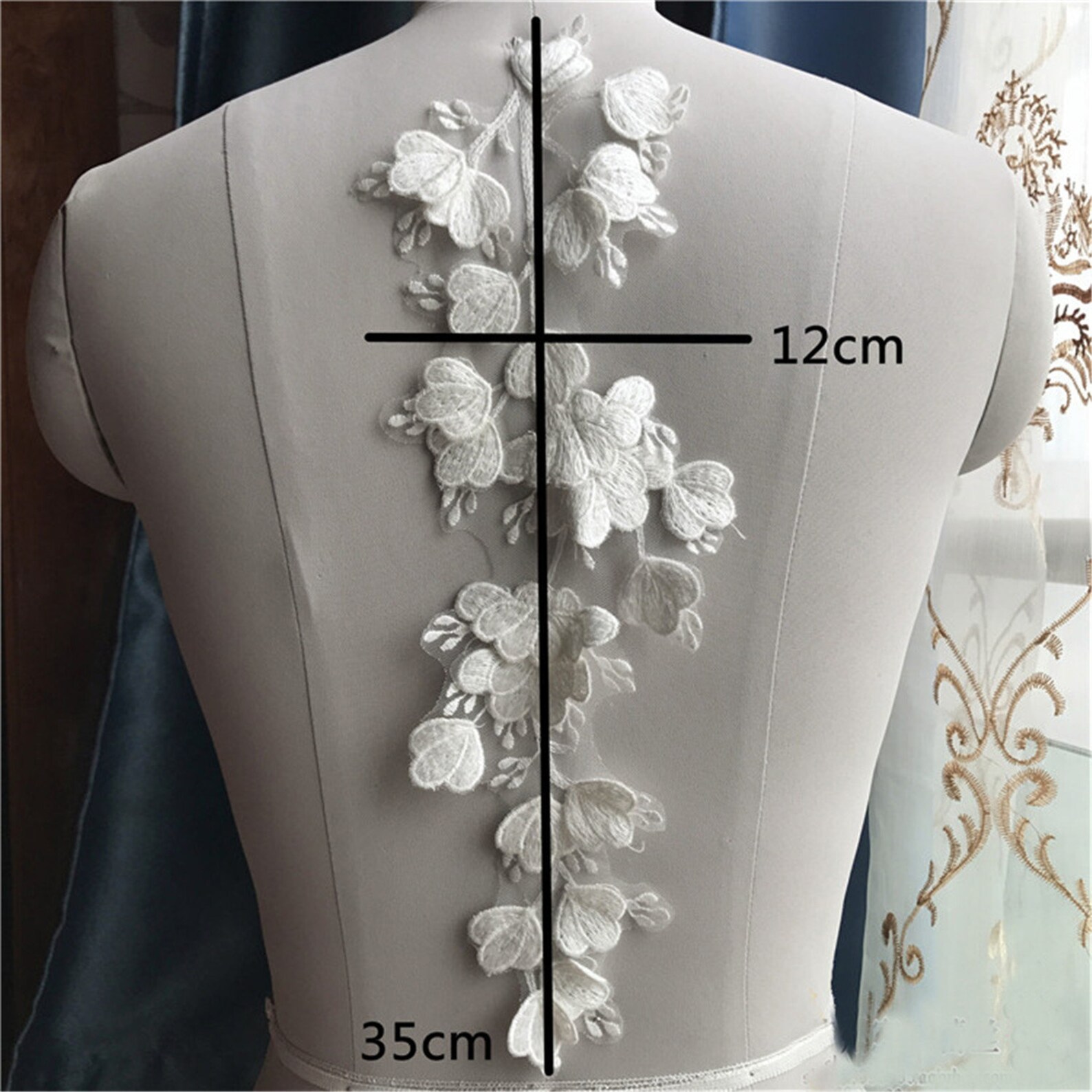 3D Flower Embroidery Lace Applique Patch for Bridal Couture Dress Veil ...