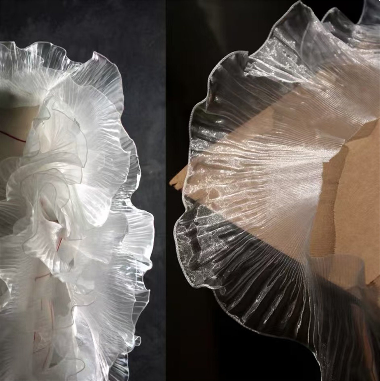 Pleated Ruffled Lace Trim Transparent Trim for Stage Dress Decoration ...