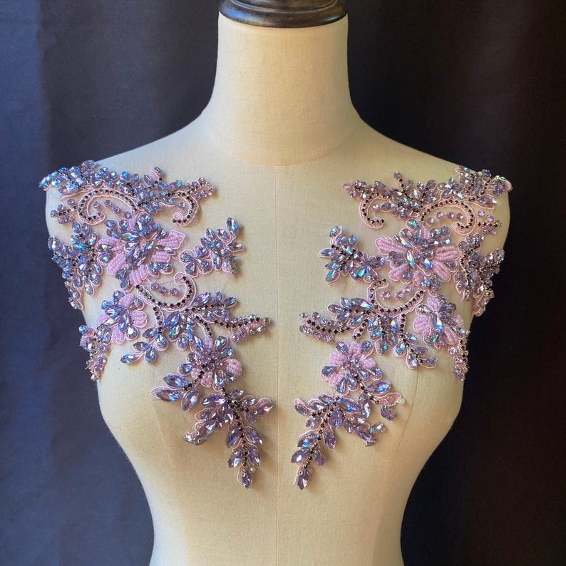 9 Colors Rhinestone Applique Handmade Crystal Diamante Patch for Bridal ...