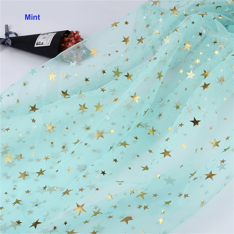 10 Colors Star Print Lace Fabric Tulle Lace Mesh for Girl Princess ...