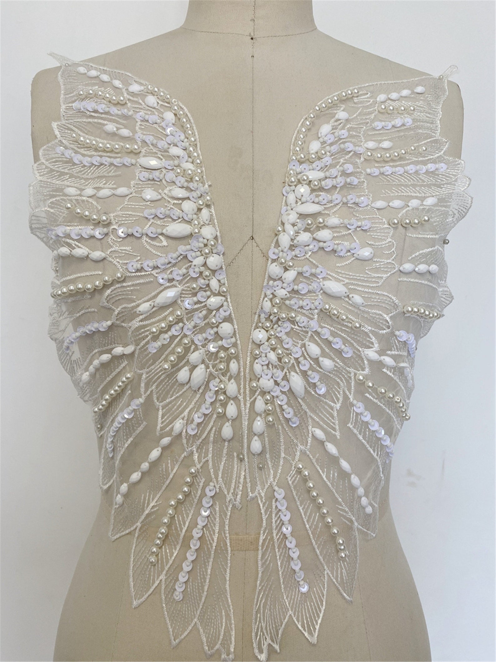 Angel Wing Lace Applique Organza Rhinestone Appliques With 3D - Etsy