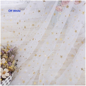 10 Colors Star Print Lace Fabric Tulle Lace Mesh for Girl Princess ...