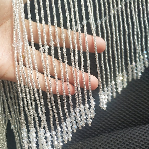 Dangling Beaded Trim Tassel Crystal Fringe Lace Trim for | Etsy