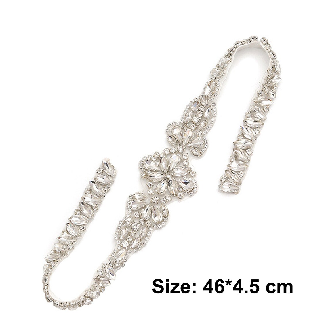Sparkling Rhinestone Bridal Sash Trim Chain Diamante Appliques DIY Iron ...