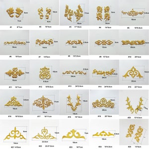 Gold Lace Applique Embroidery Patch for Bridal Dress Embellishment ...