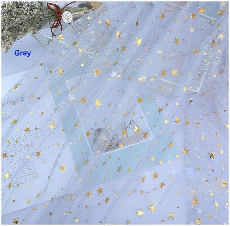 10 Colors Star Print Lace Fabric Tulle Lace Mesh for Girl Princess ...