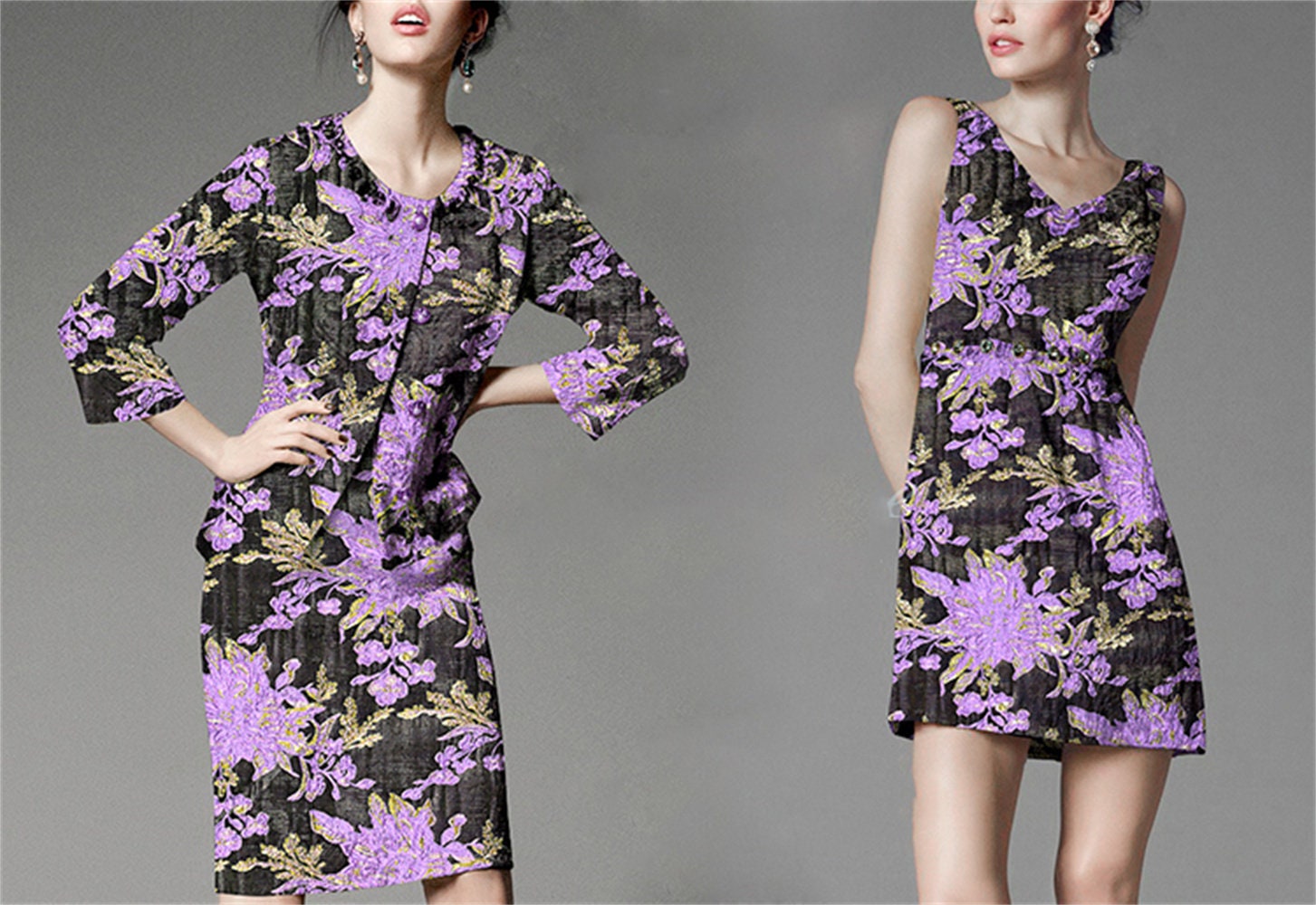 Relief Floral Jacquard Fabric Polyeter Brocade Material for | Etsy