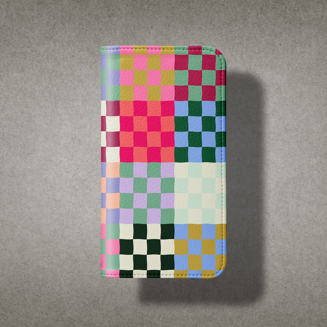 Designer Colorful Checkerboard Phone Wallet - for iPhone 16 Pro Max ...