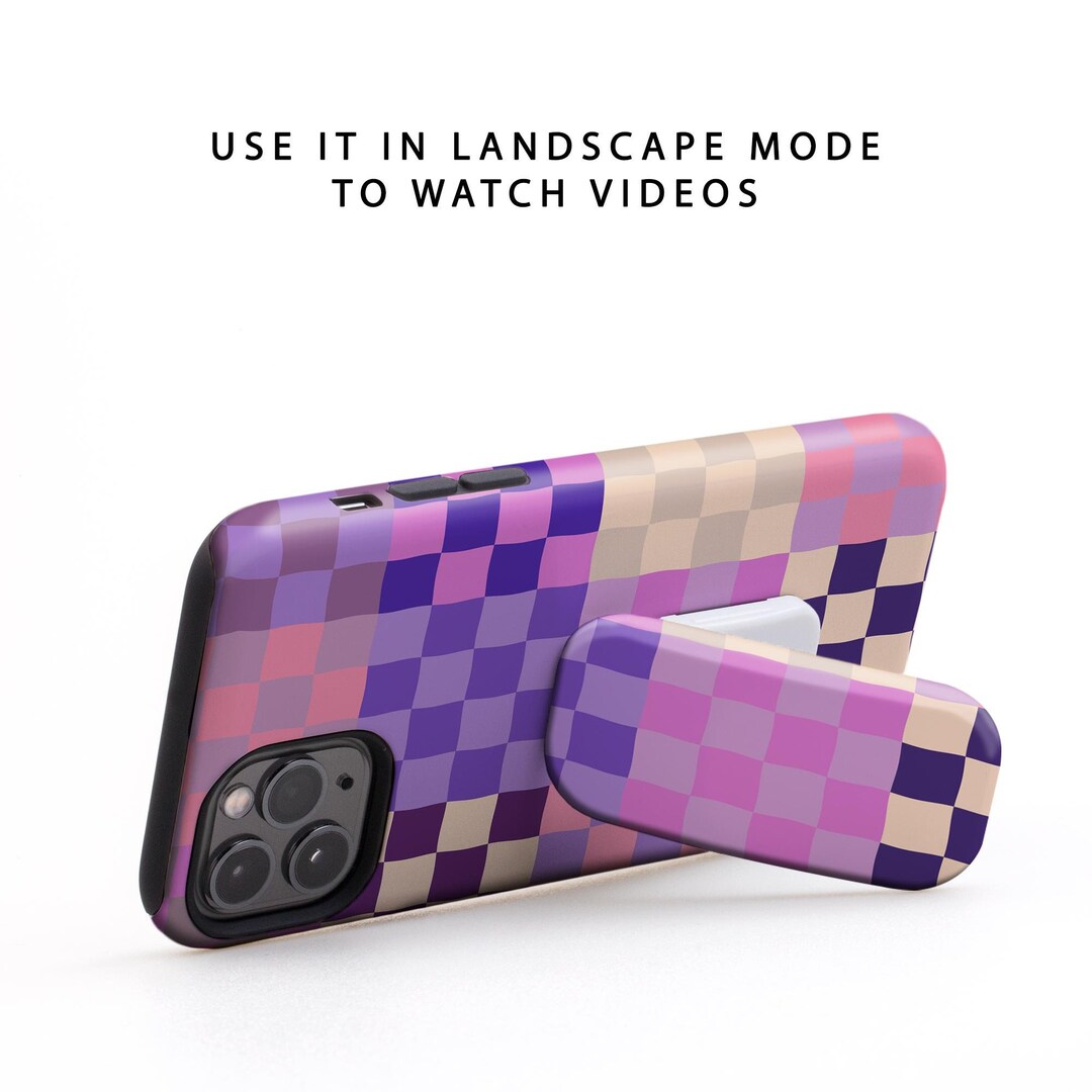 Purple Checkerboard Phone Stand - Grip / Kickstand for Iphone, Samsung ...