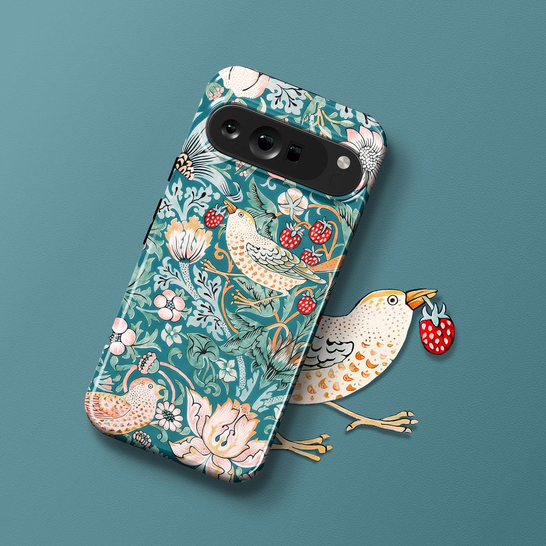 William Morris Strawberry Thief in Teal Phone Case | for Google Pixel ...