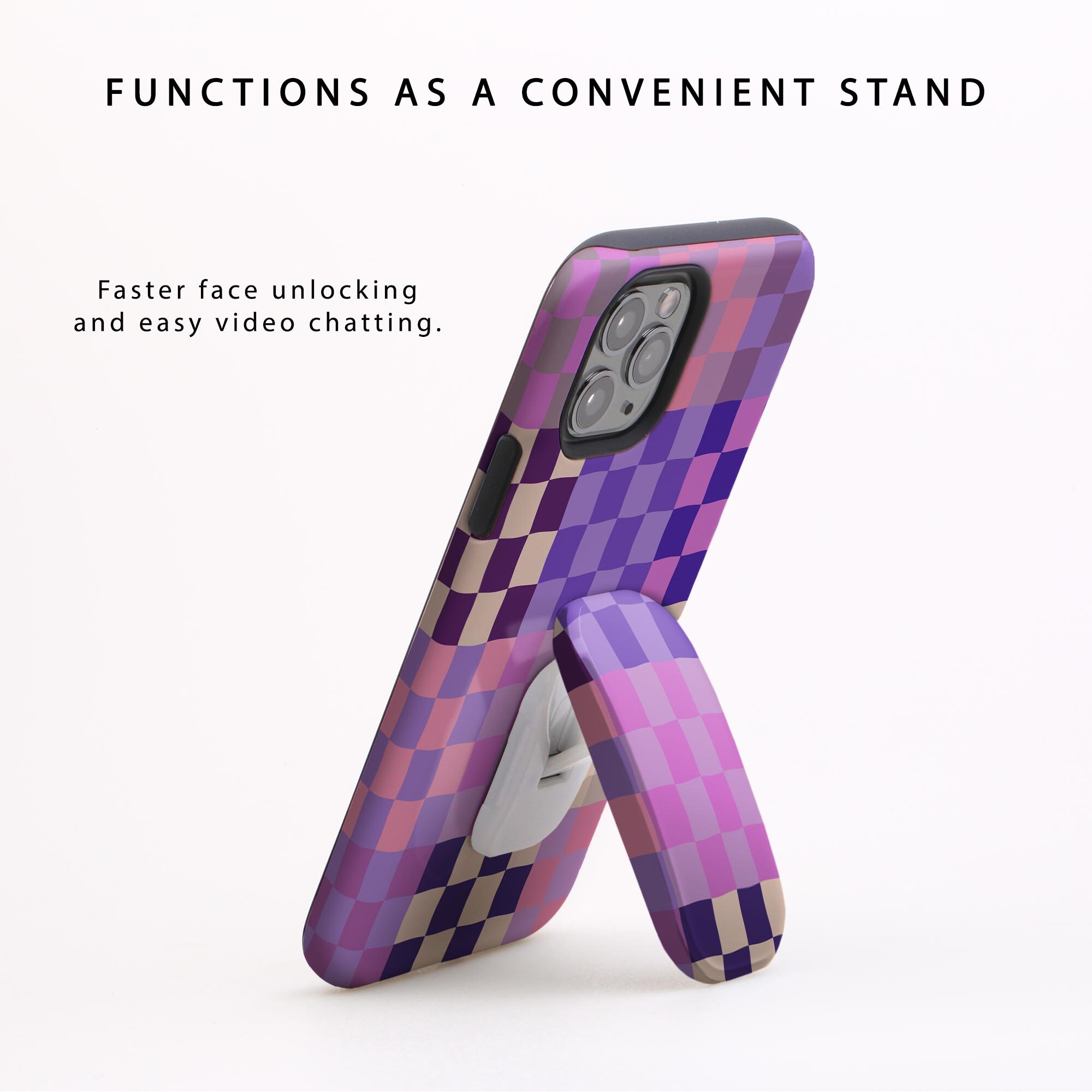 Purple Checkerboard Phone Stand - Grip / Kickstand for Iphone, Samsung ...