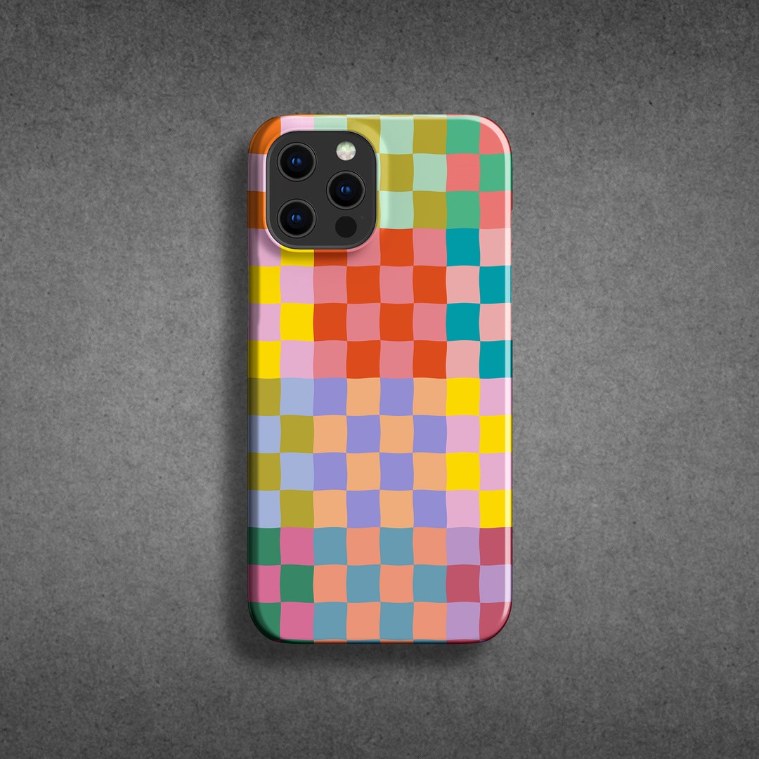 Happy Colorful Checkerboard Phone Case for Apple iPhone 15 - Etsy