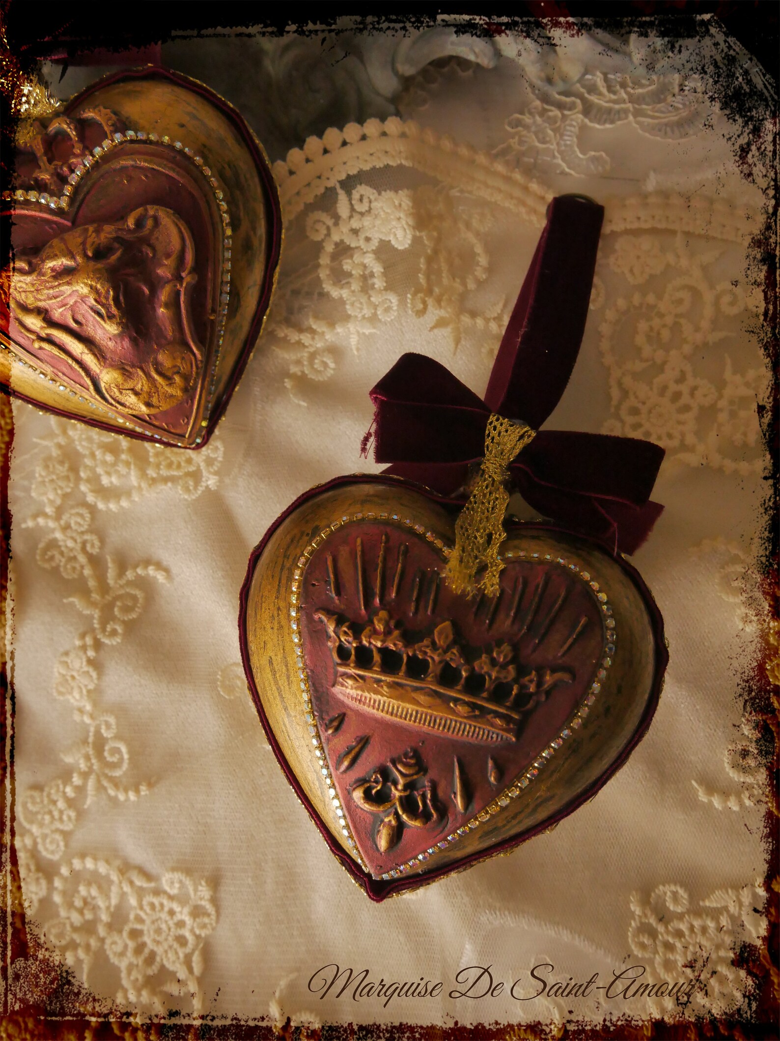 Set of Two Bolts to Hang Core Ex-voto in Gold and Red Colored - Etsy