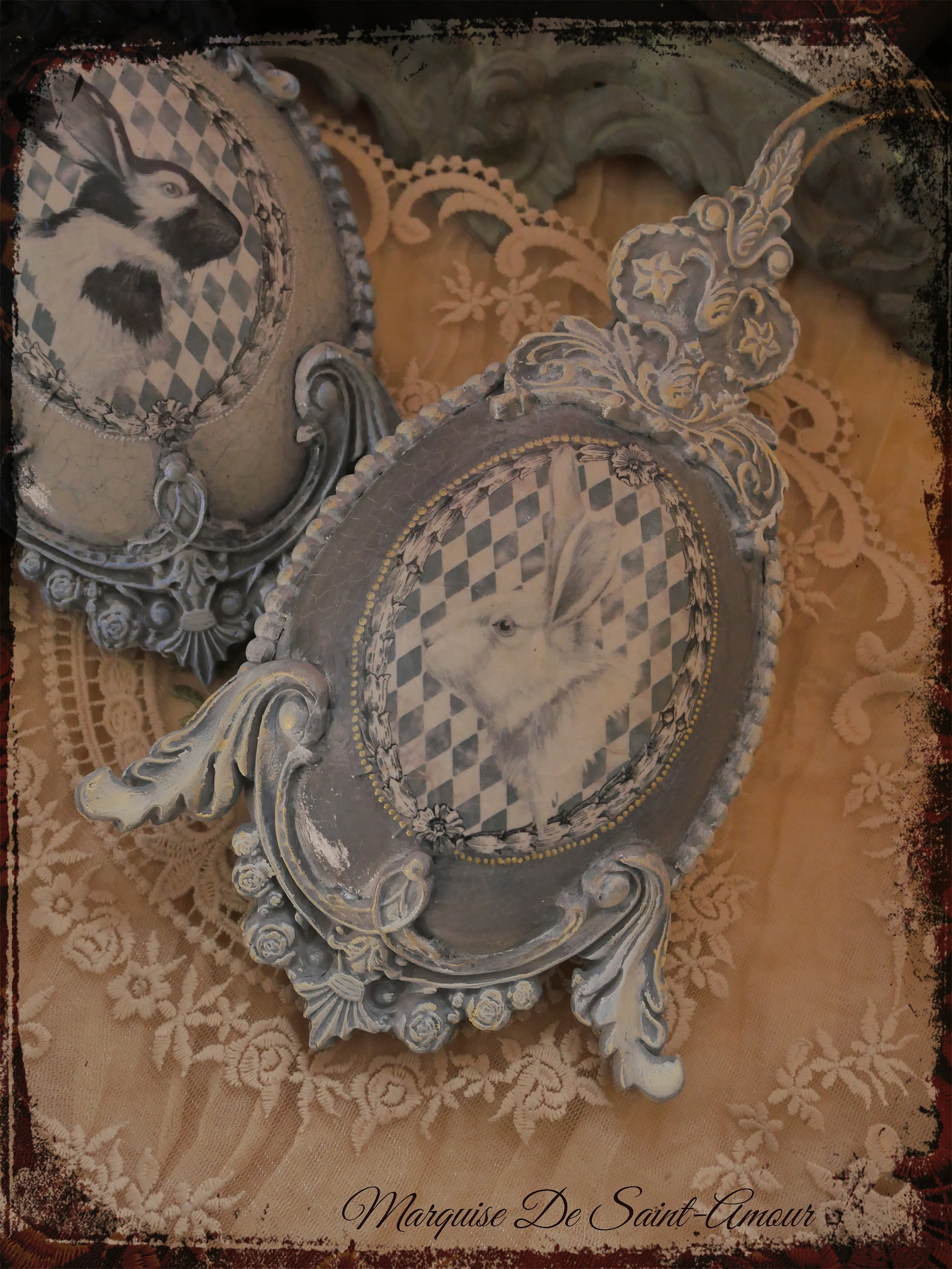 Victorian Style White Rabbit Hanging Decoration, Vintage Shabby-chic ...