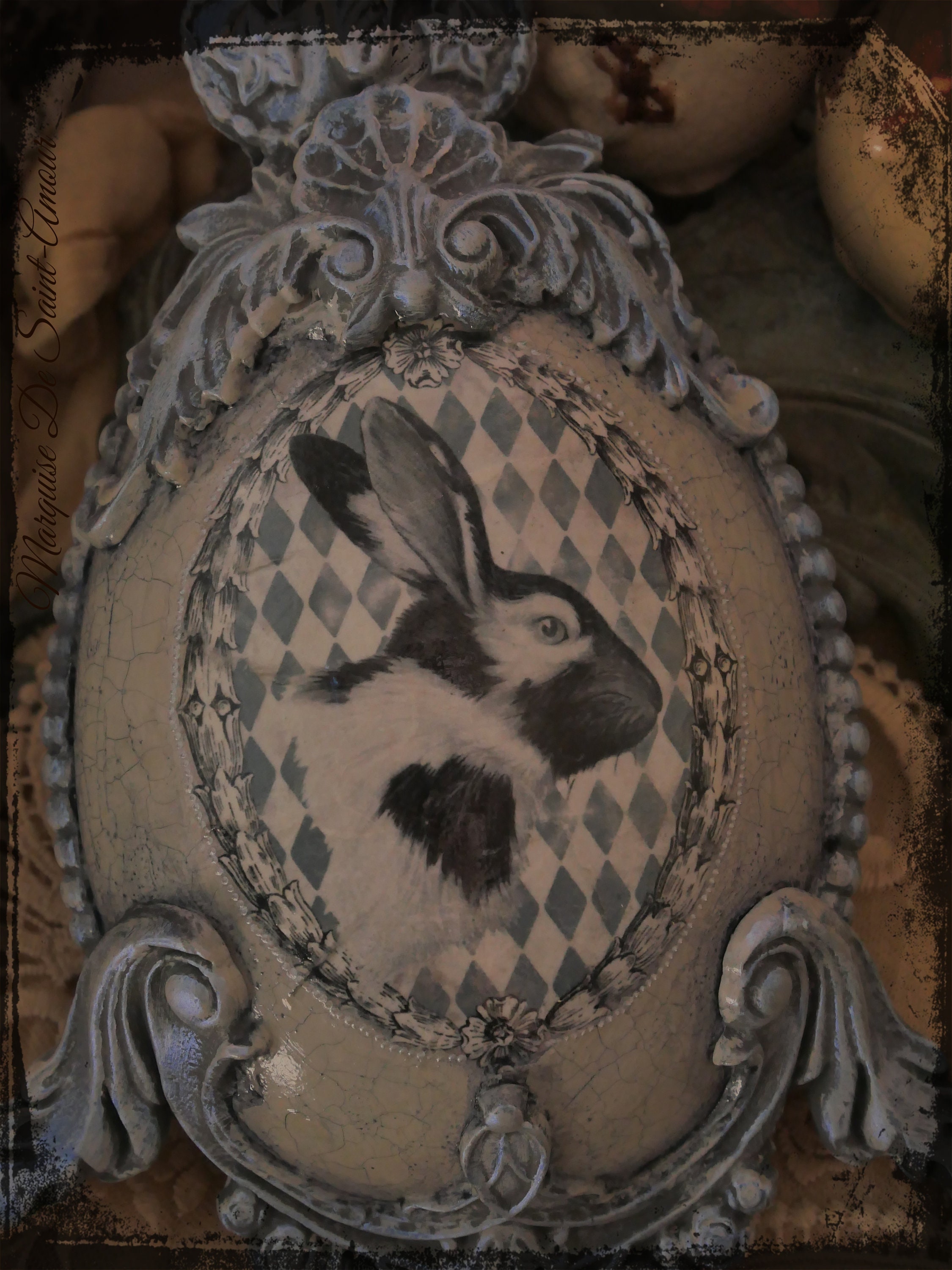 Black and White Victorian Style Rabbit Hanging Decor, Vintage Style ...