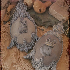 Black and White Victorian Style Rabbit Hanging Decor, Vintage Style ...