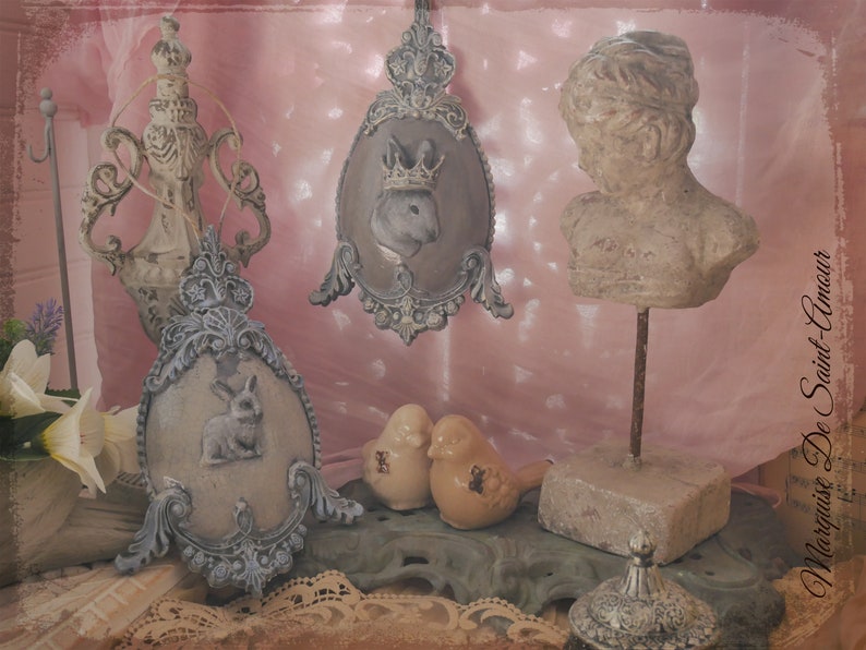 Black and White Victorian Style Rabbit Hanging Decor, Vintage Style ...