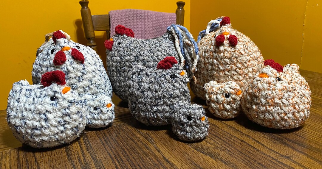 Crochet Stuffed Chicken Family, Crochet Stuffies, Crochet Plushies - Etsy