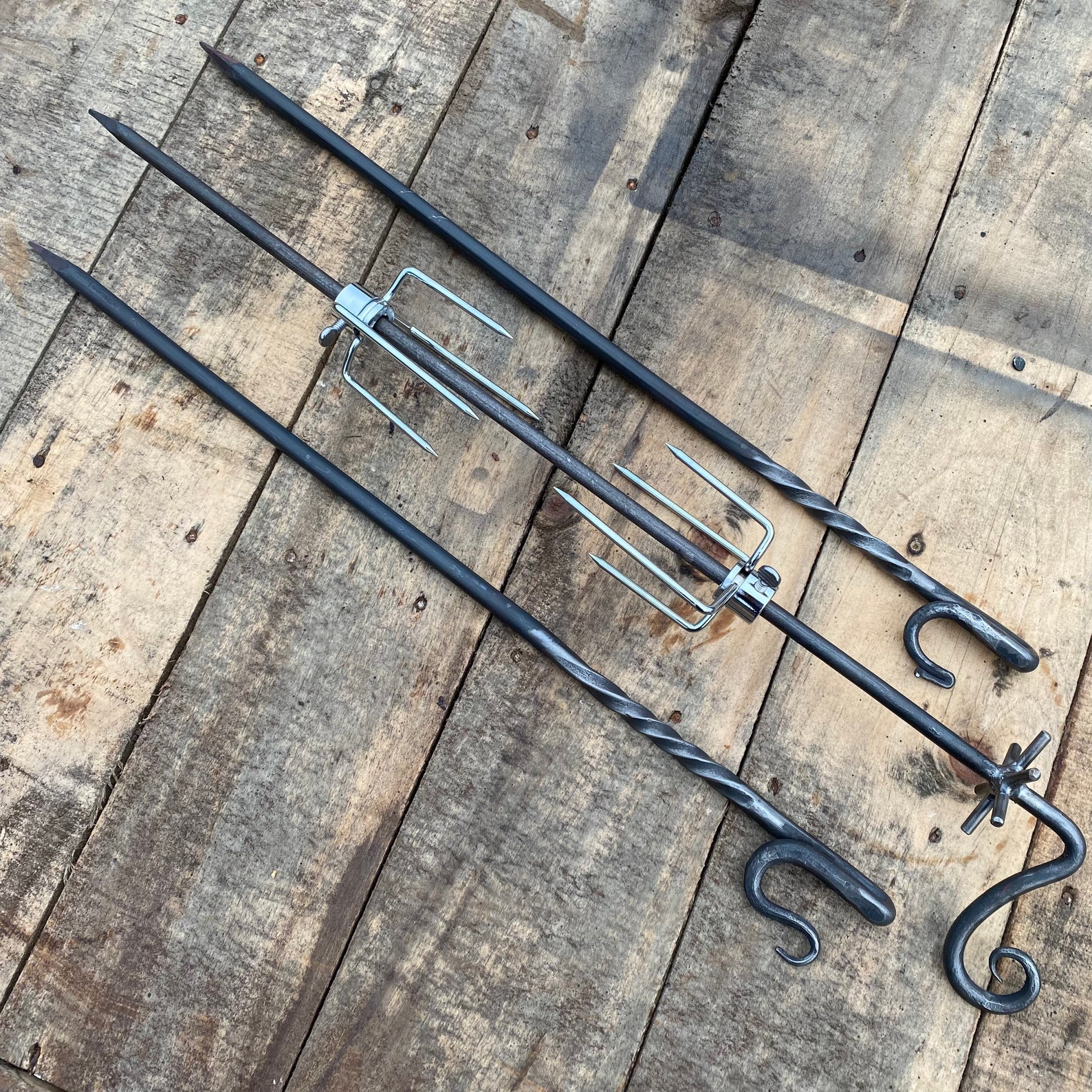 Hand Forged Rotisserie Ground Spit - Etsy