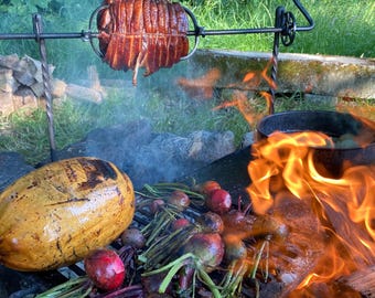 Hand Forged Campfire Cookset With Adjustable Swing Arms (heavy Duty ...