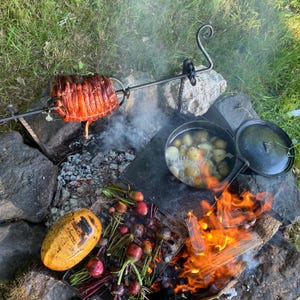 Hand Forged Rotisserie Ground Spit - Etsy