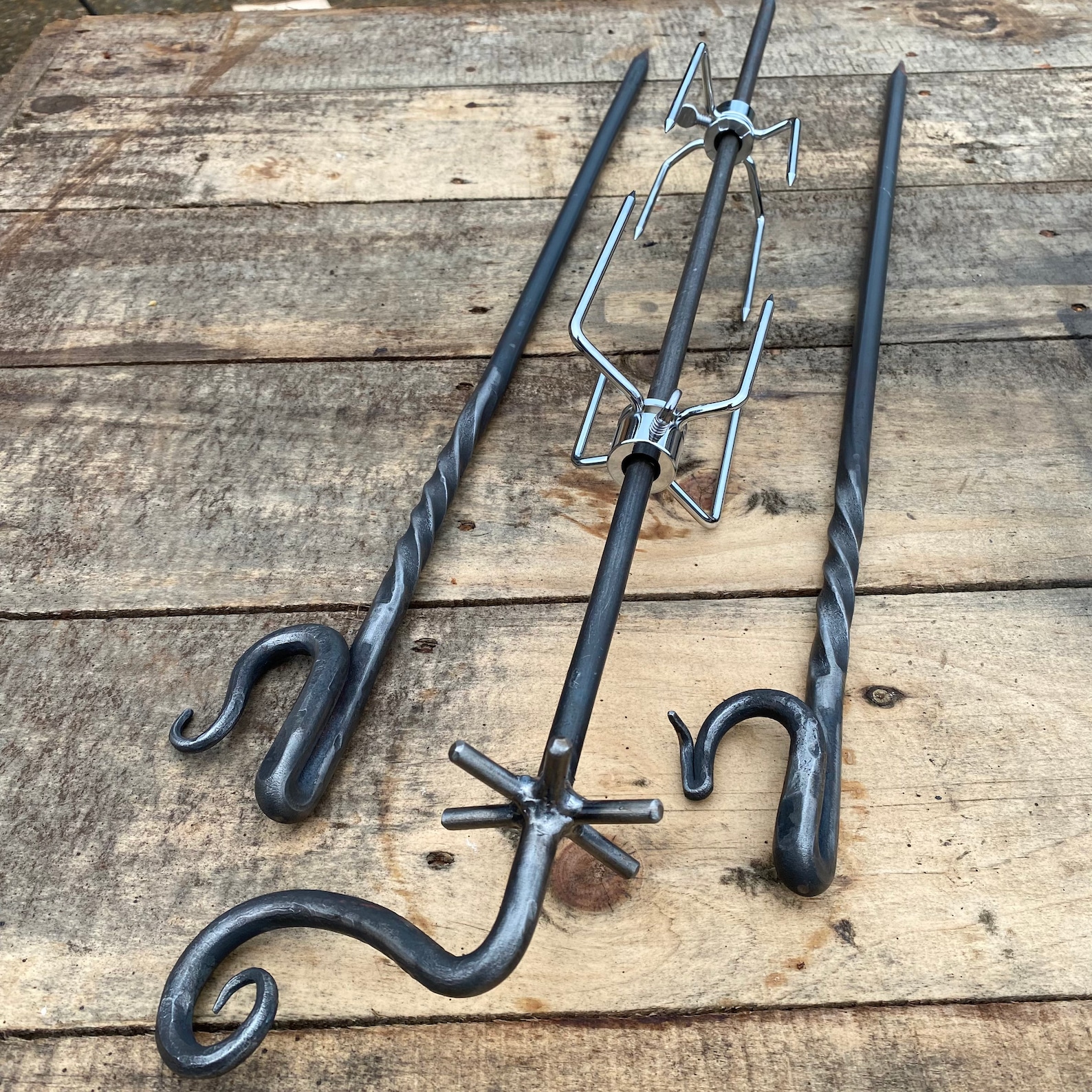 Hand Forged Rotisserie Ground Spit - Etsy