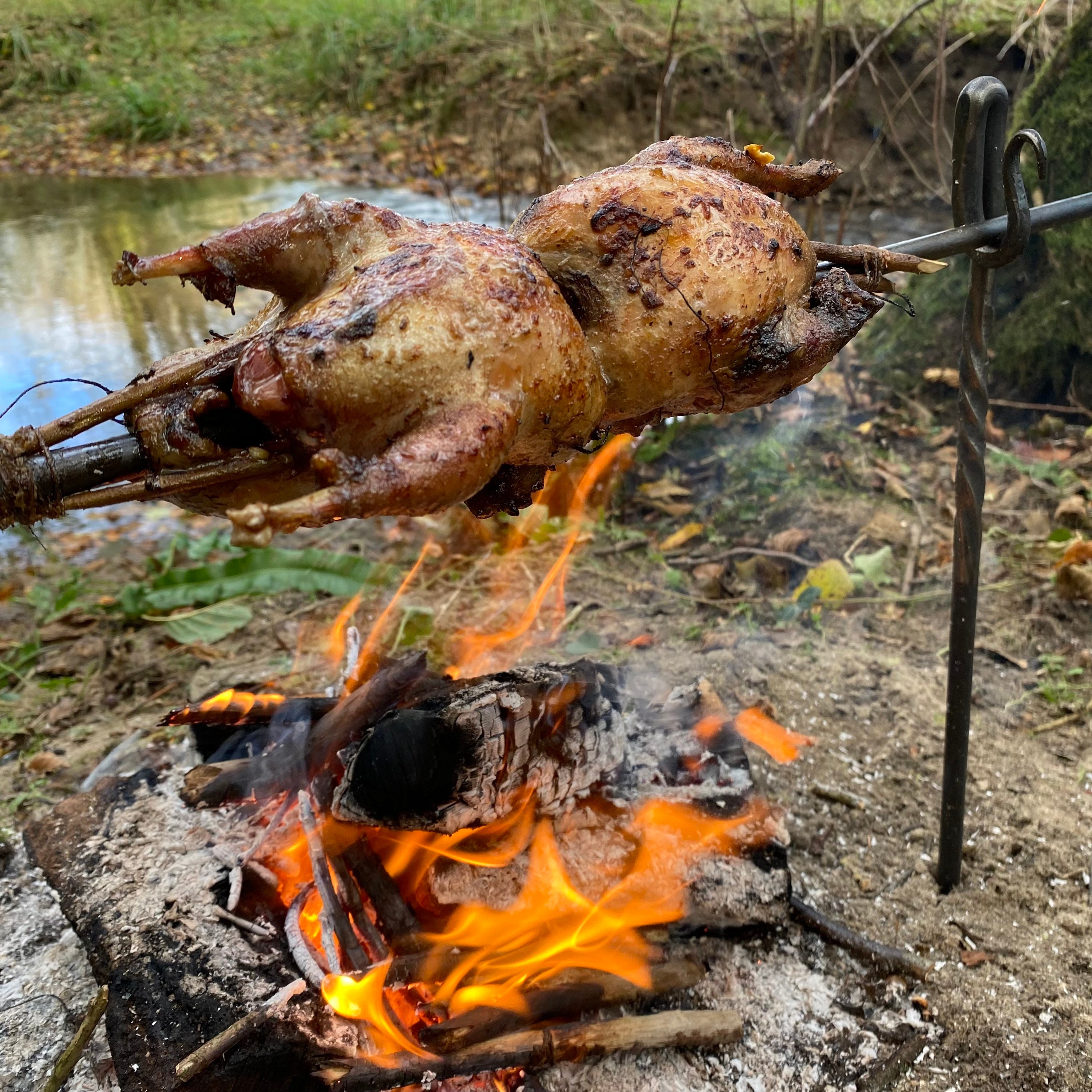 Hand Forged Rotisserie Ground Spit - Etsy