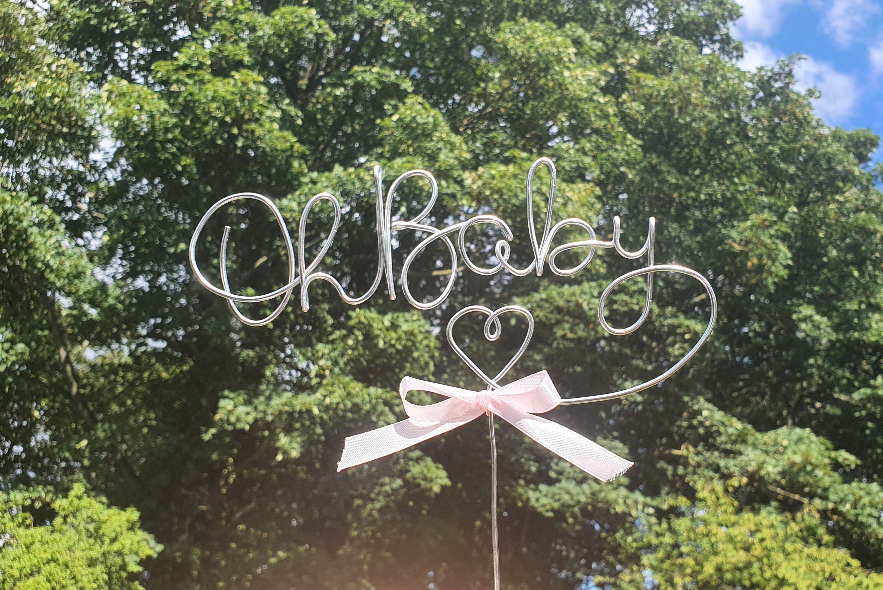 Oh Baby Wire Cake Topper, Baby Shower, Christening, Gender Reveal ...