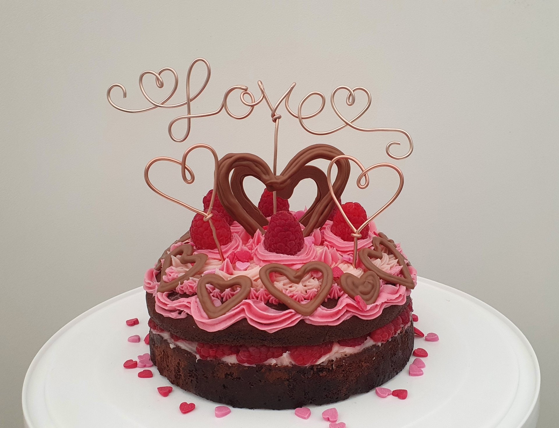 Mini Hearts Wire Toppers for Cupcakes, Valentines, Reusable Custom Cake ...