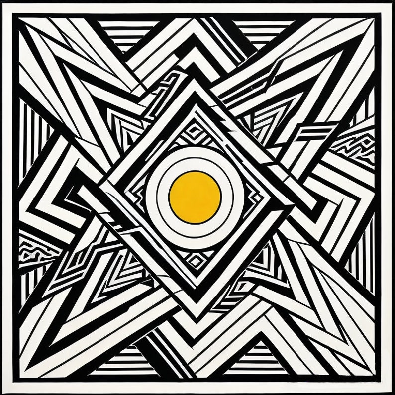 2 Images 4 Files Pop Lines Mandala Artwork and Coloring Page for ...
