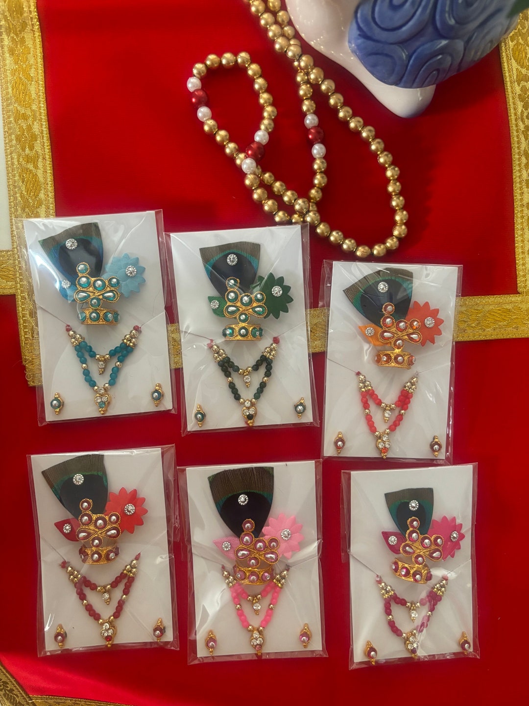 Heavy Krishna Mor Mukut Set / Laddu Gopal Diamond Jewellery Set ...