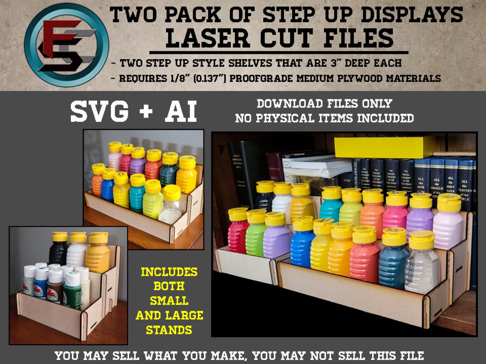 Two Pack of Step up Display SVG Ai Laser Cut Files - Etsy