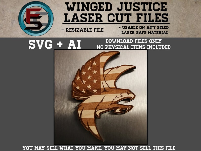 Winged Justice SVG Ai Laser Cut Files INSTANT DOWNLOAD - Etsy